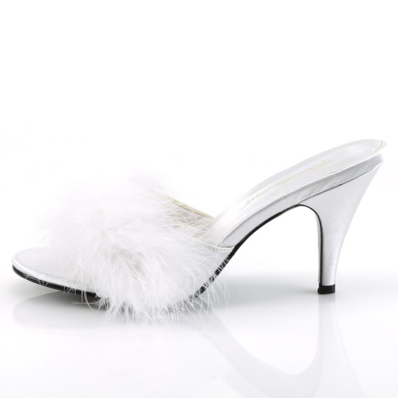 Shoes | Marabou Slide On Satin Pin Up High Heel Shoes | Poshmark